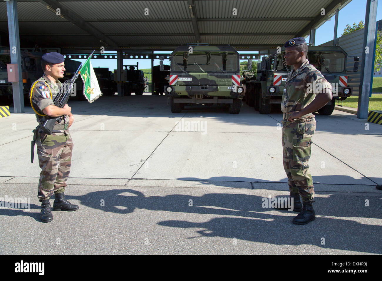 Muellheim, Germany, two french soldiers of Robert Schuhmann Barracks ...
