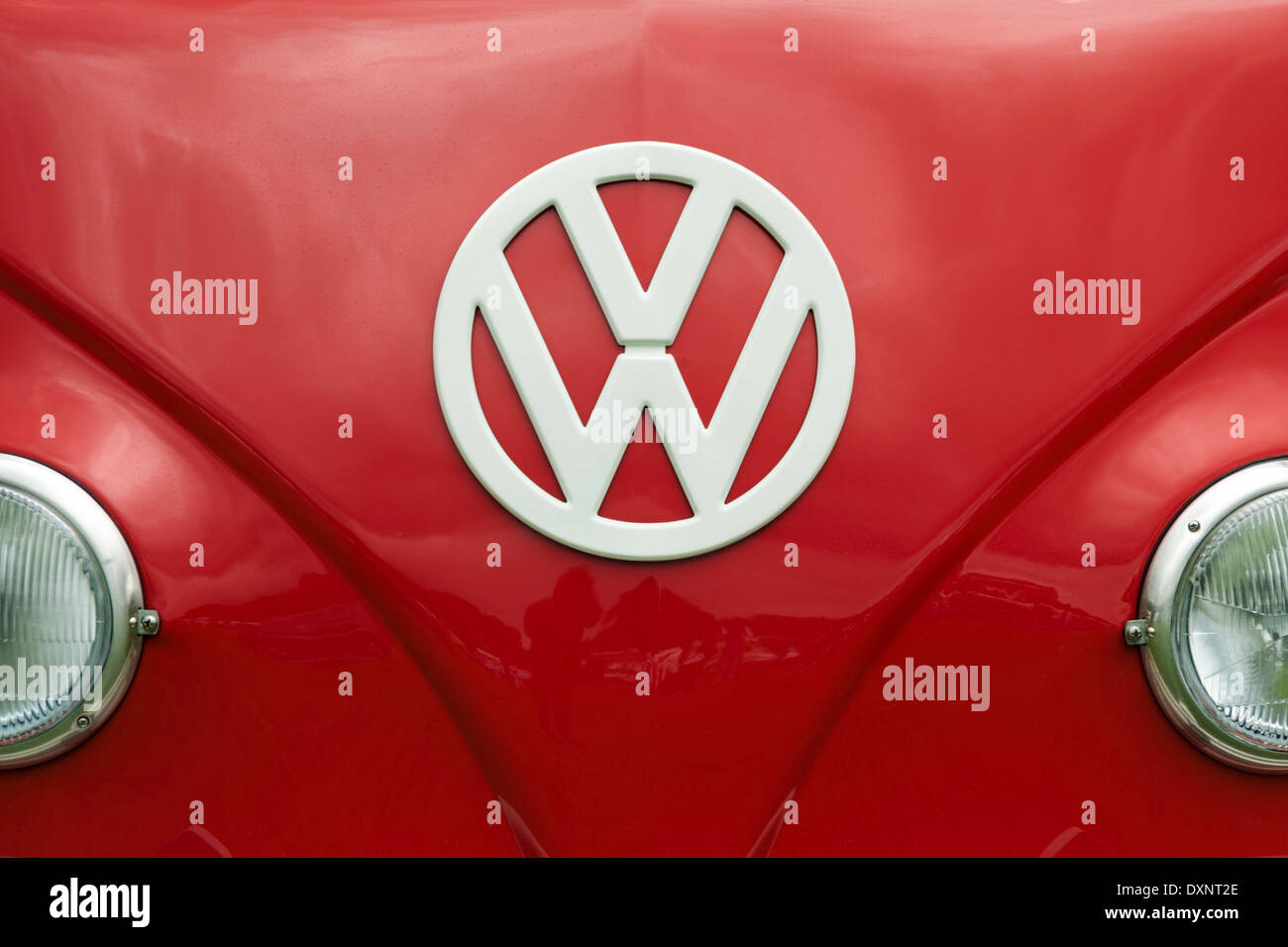 Red VW camper van Stock Photo - Alamy
