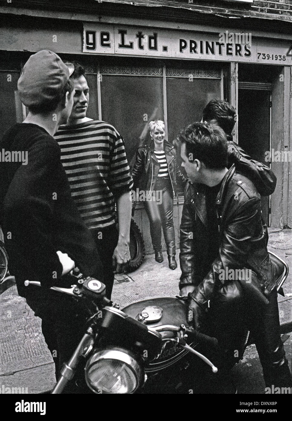 The Motorcycle Boy (Band) in 1989 outside 44 Redchurch Street ...