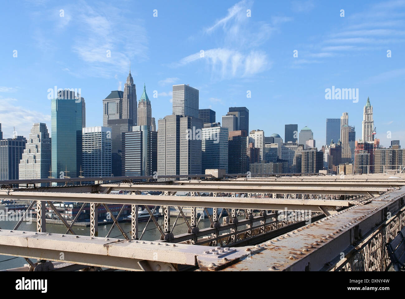 Cityscape seen from brooklyn bridge architecture hi-res stock ...