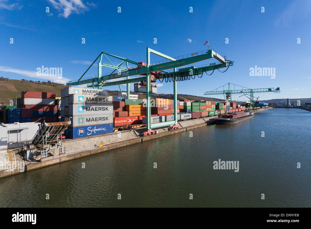 Germany, Baden-Wuerttemberg, Stuttgart, Neckar harbour, container ...