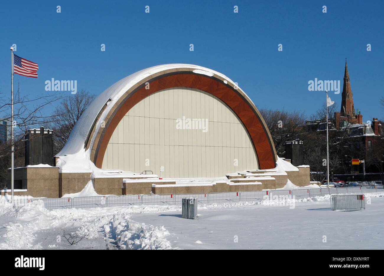 winter scenery with acoustic shell in Boston (Massachusetts, USA) in ...