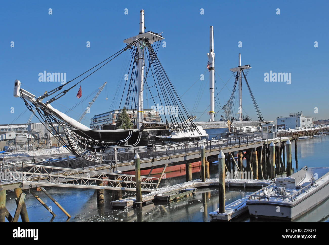 sailing ship named "USS Constitution" anchoring in Boston ...