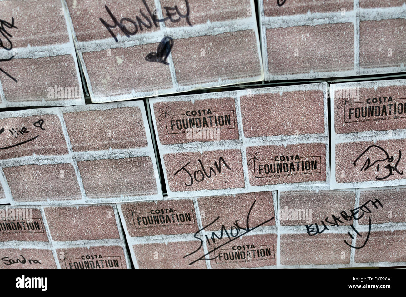 Costa Foundation charity promotion in a cafe window, London, UK Stock ...