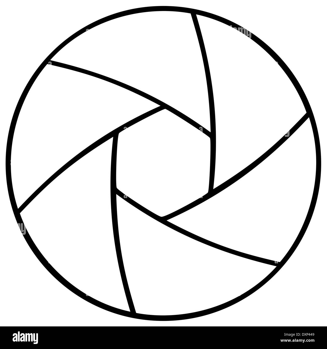 Simple illustration of camera lens aperture ring on white background ...