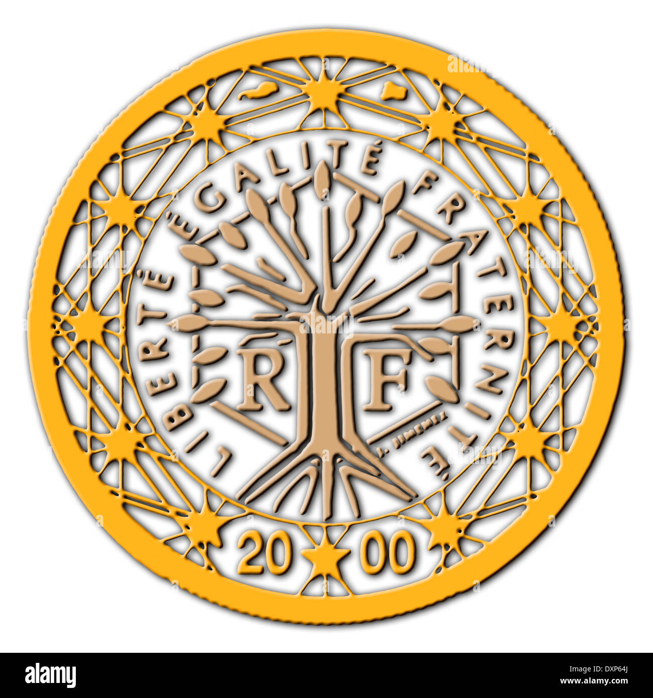 French 1 Euro coin - digital illustration from original photo Stock ...