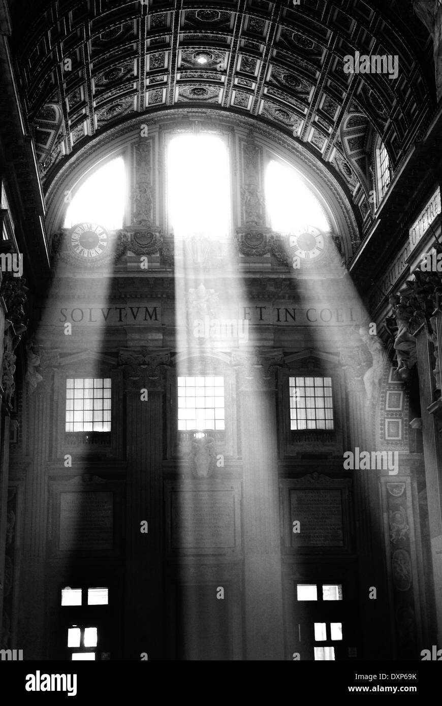 Sun streaming through window of St. Peter's Basilica, Rome Stock Photo ...