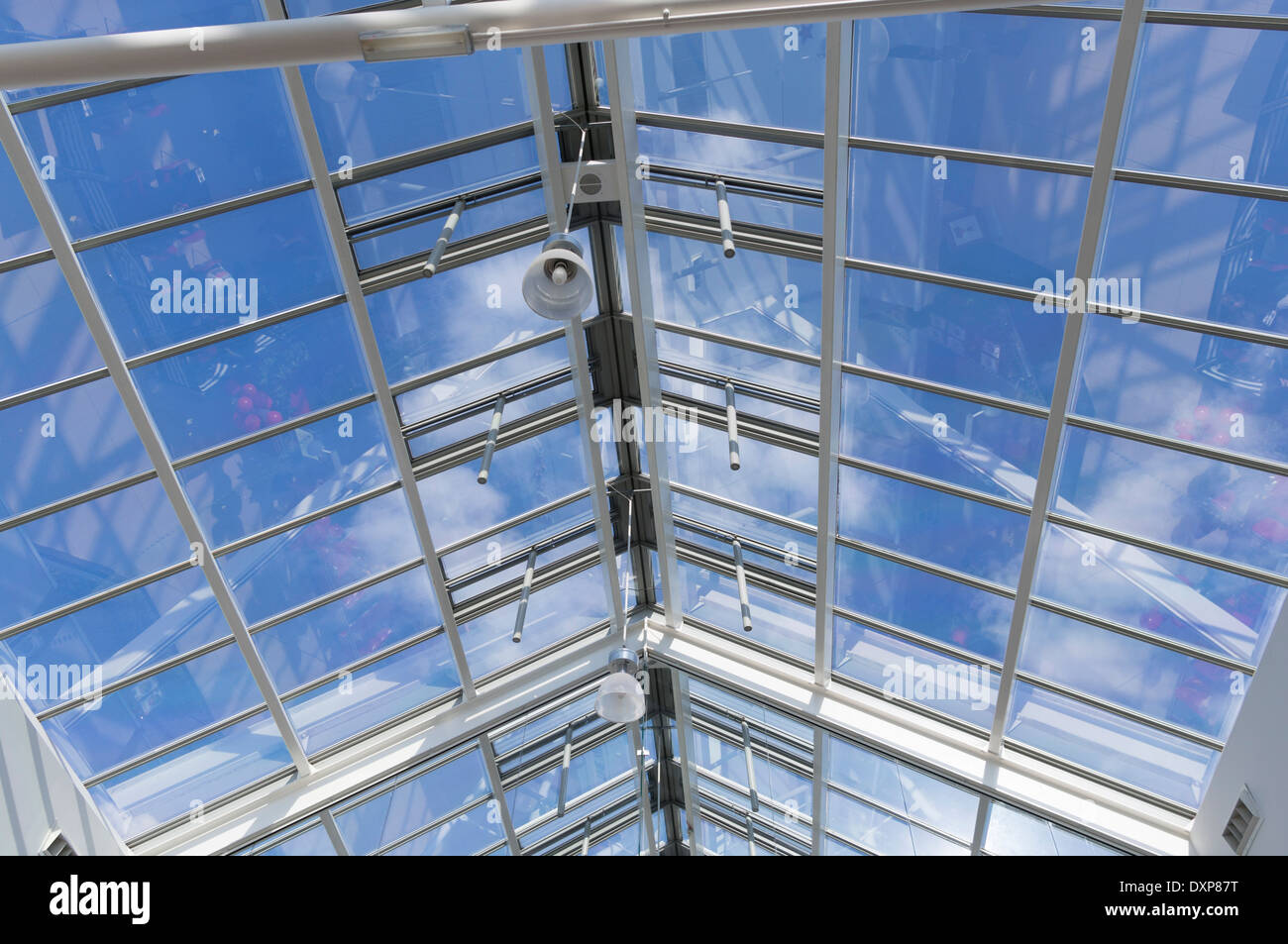 A glass roof from inside looking up Stock Photo - Alamy