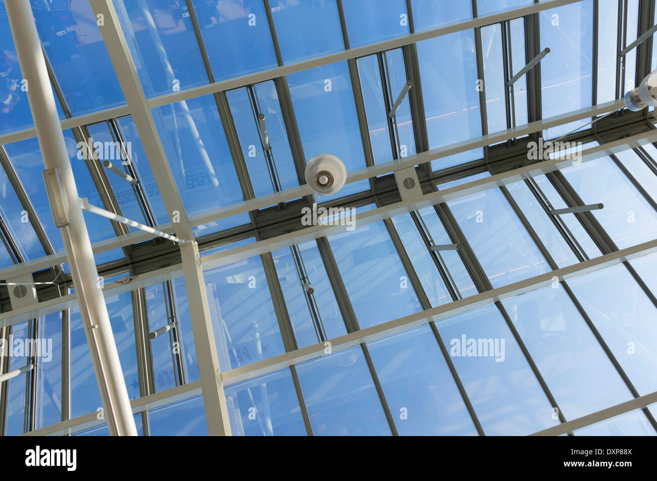 A glass roof from inside looking up Stock Photo - Alamy