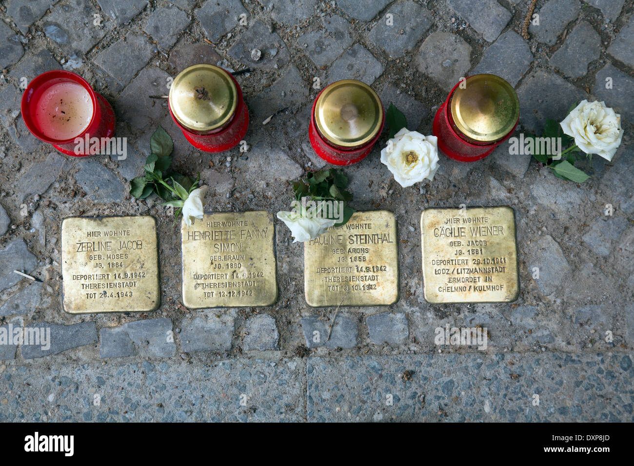 Berlin, Germany, stumbling blocks in the road Muenchener Stock Photo ...