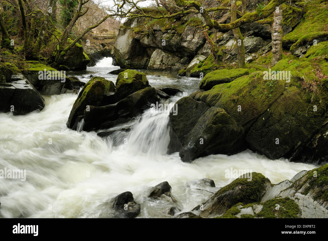 Waterfall on the Marteg River at Gilfach Farm nr. Rhayader Stock Photo ...