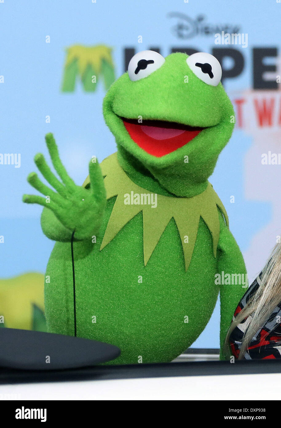 Berlin, Germany. 28th Mar, 2014. Kermit the frog poses during a ...