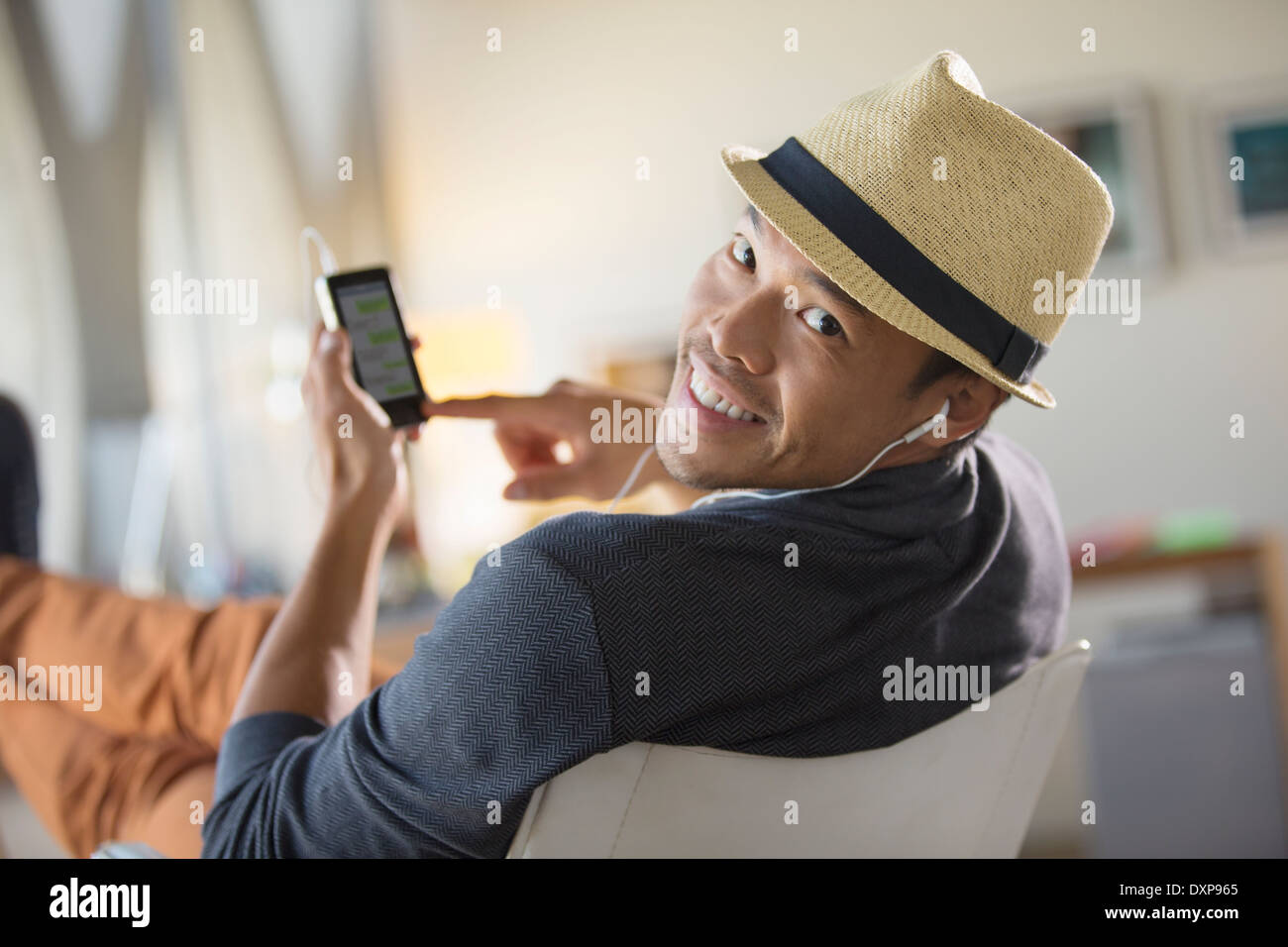 Music listener turning on player hi-res stock photography and images ...