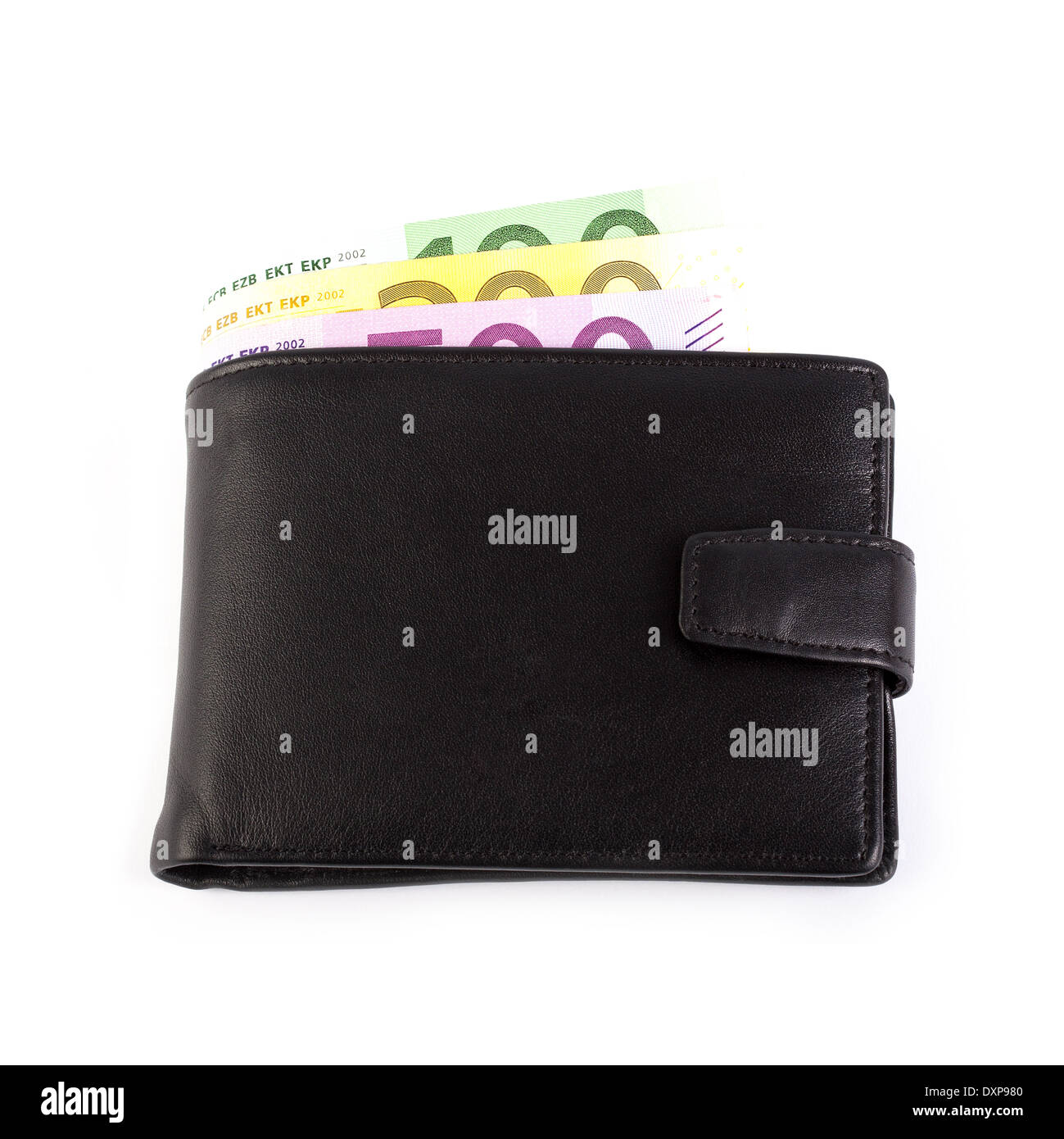 Wallet with euro banknotes on a white background Stock Photo - Alamy