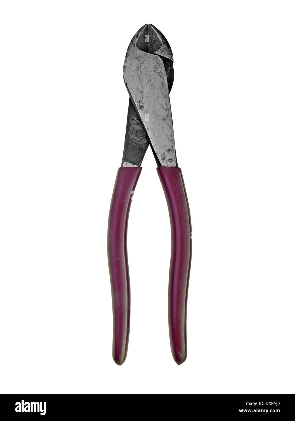 vintage side cutters joint pliers snips over white, clipping path Stock ...