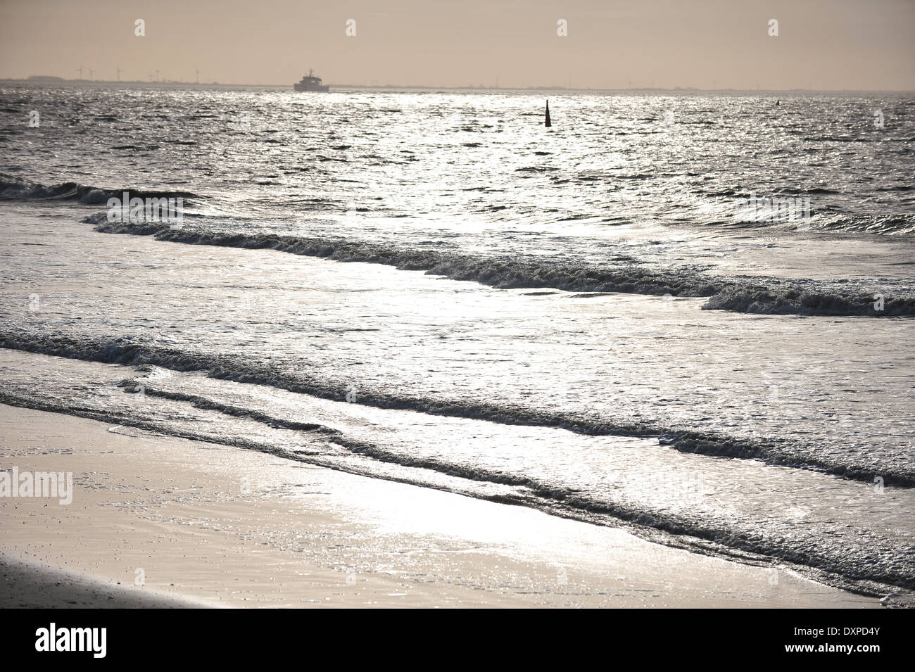 Norderney, Germany, reflection of the sun on the North Sea Stock Photo ...