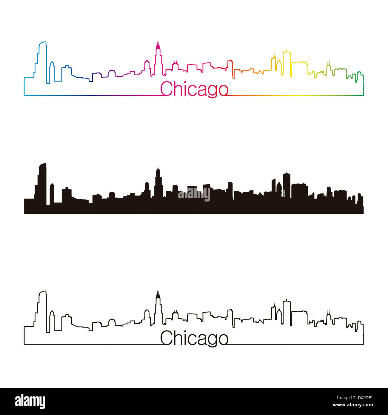 Chicago skyline illustration hi-res stock photography and images - Alamy