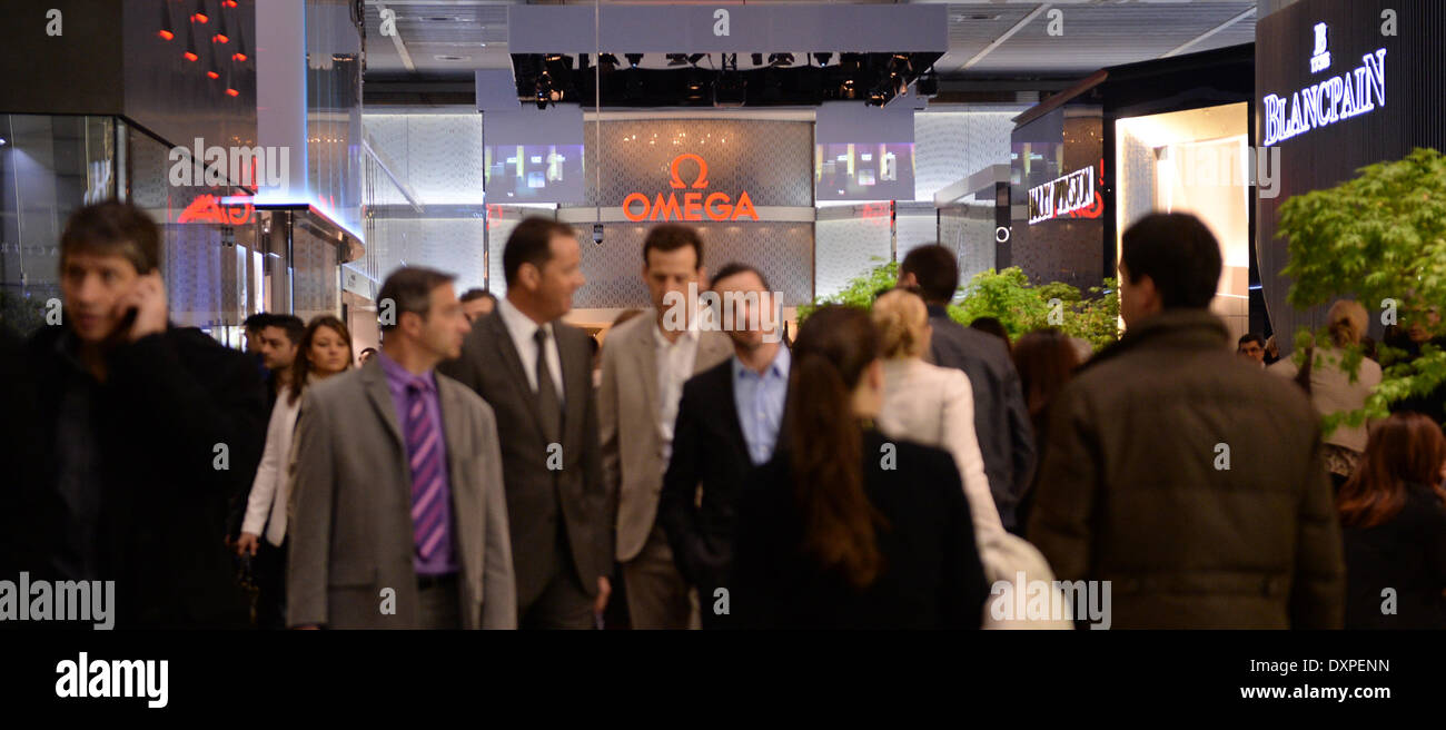 Fair visitors attend the International watch and jewellery fair ...