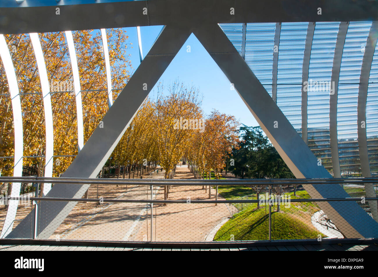 Bridge by Perrault, close view. Madrid Rio, Madrid, Spain Stock Photo ...