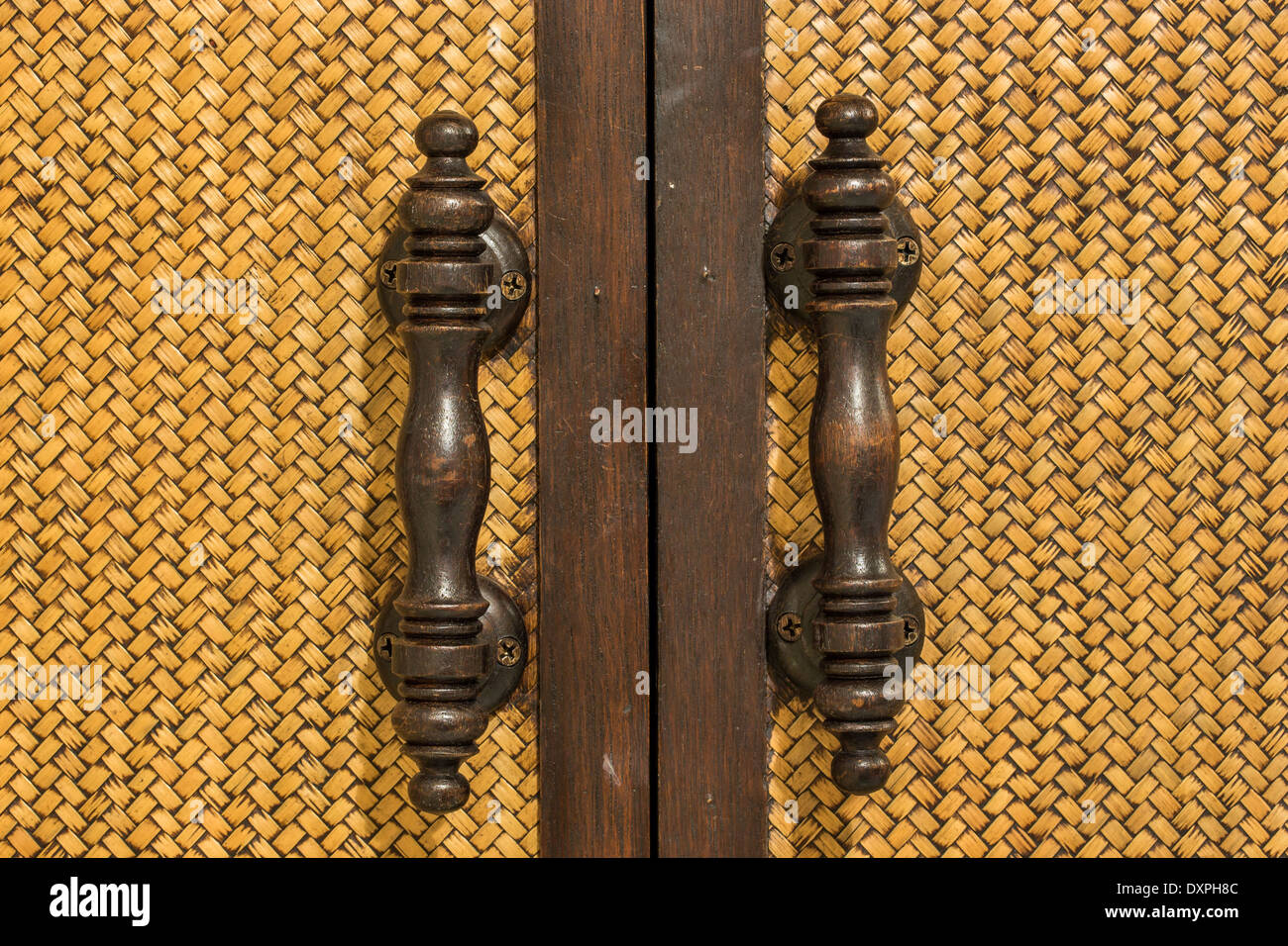 Wood Door handles and bamboo stick cross Stock Photo - Alamy