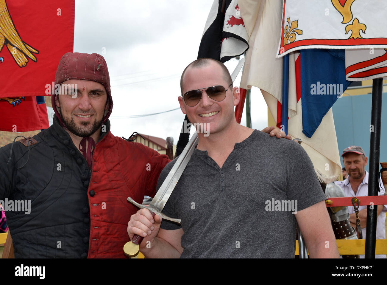 Man visiting medieval fair Stock Photo - Alamy