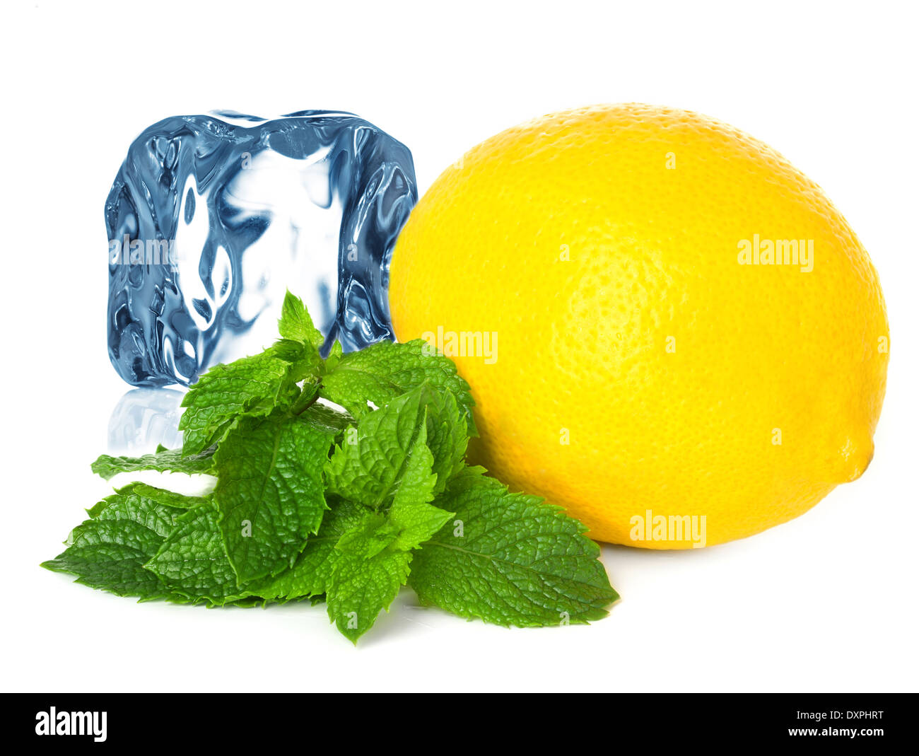 Ice, lemon and mint isolated Stock Photo - Alamy