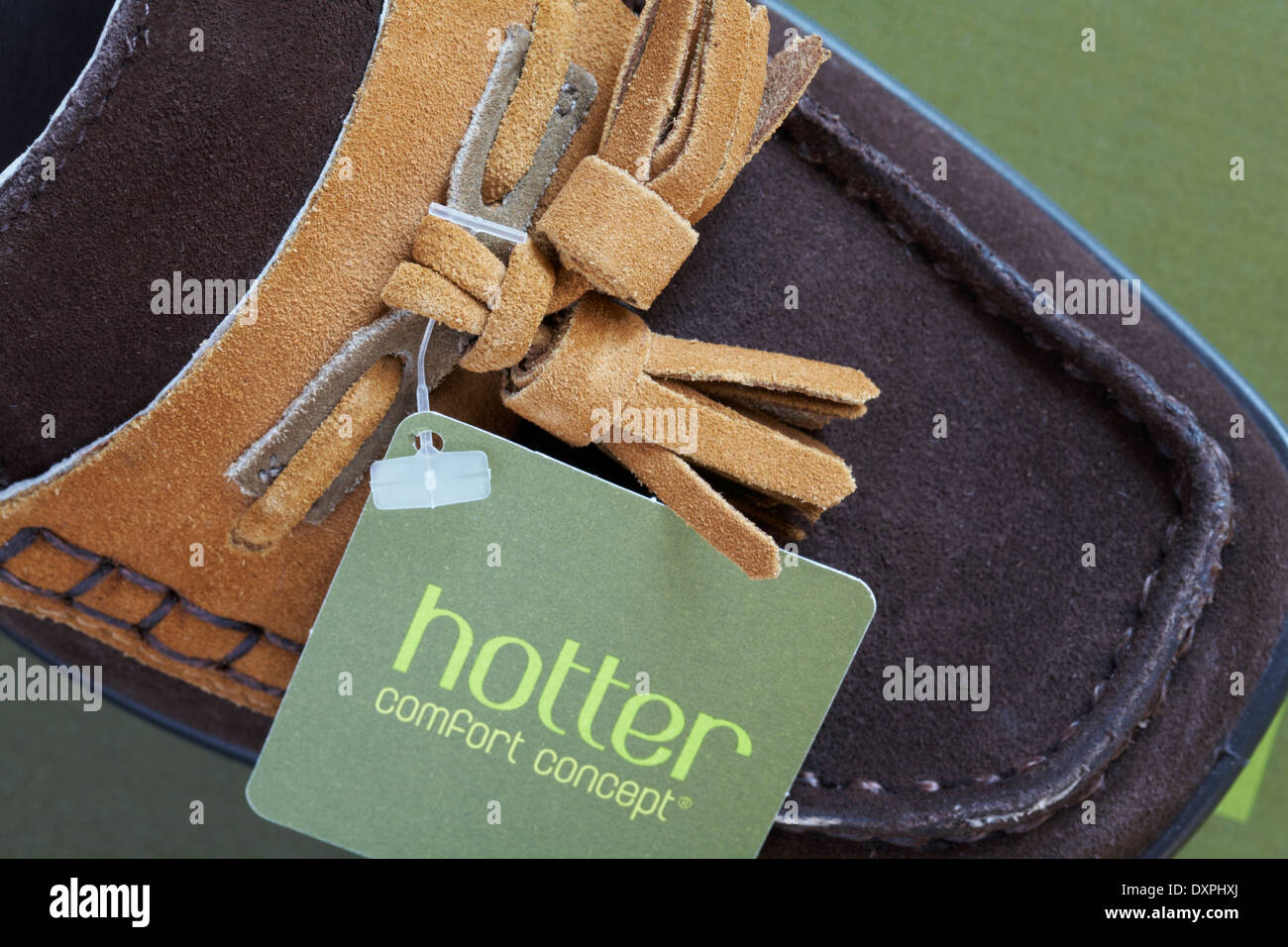 Hotter comfort concept label on shoe detail Stock Photo - Alamy
