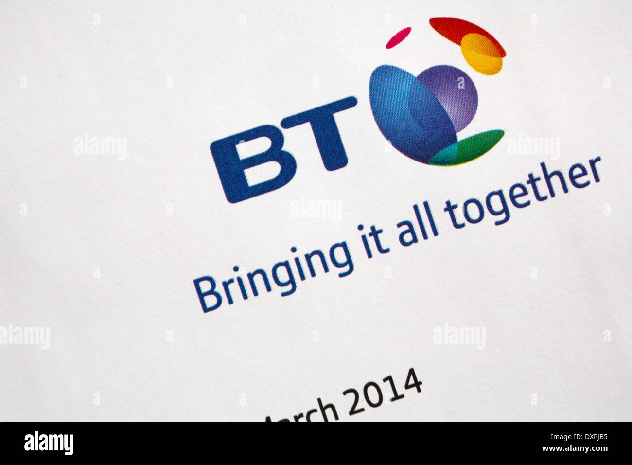BT bringing it all together logo on letterhead Stock Photo - Alamy