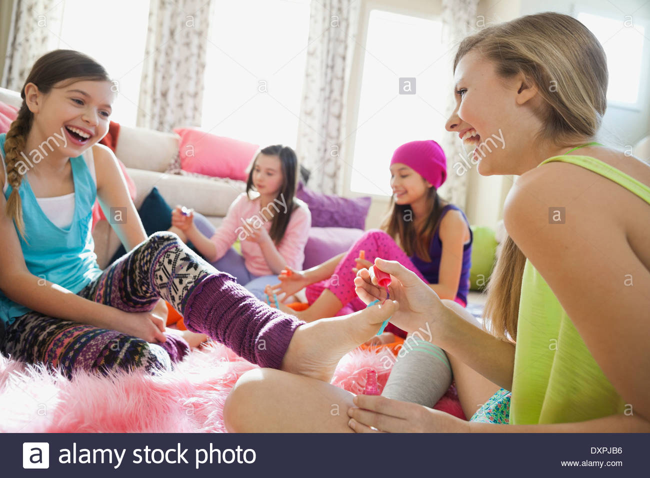 Girls painting their toenails hi-res stock photography and images - Alamy