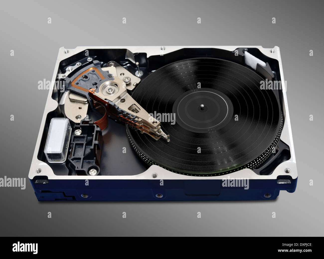 fantastic concept of turntable on hard disc opened Stock Photo - Alamy