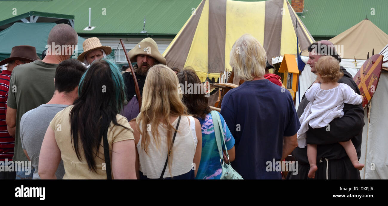 Crowd listening to medieval lecture Stock Photo - Alamy