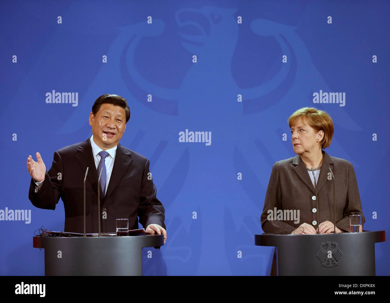 Berlin, Germany. 28th Mar, 2014. Chinese President Xi Jinping (L) and ...