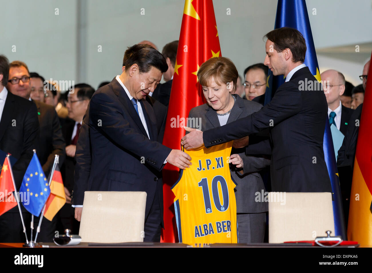 Berlin, Germany. March, 28th, 2014. Common press meeting of Chinese ...
