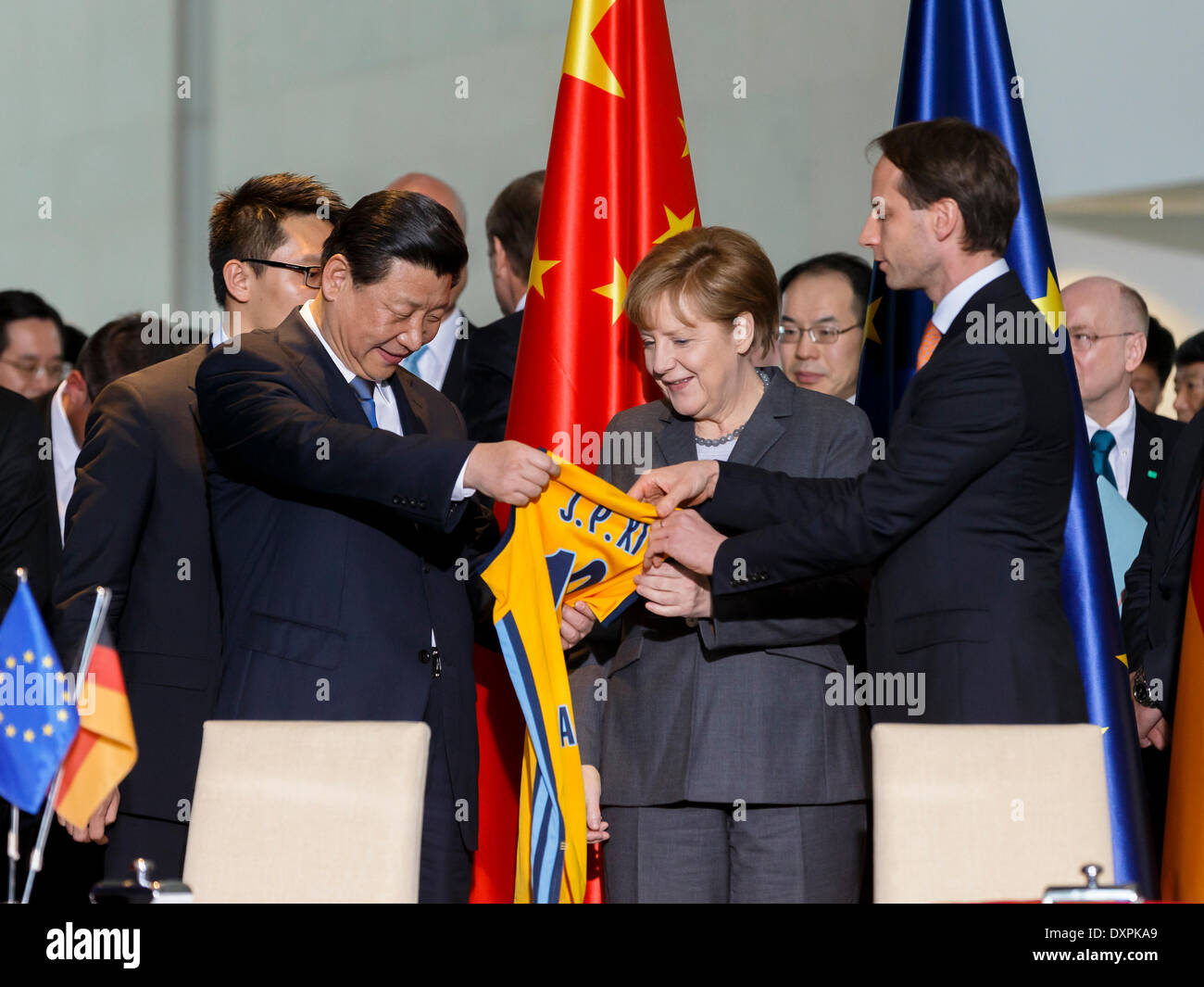 Berlin, Germany. March, 28th, 2014. Common press meeting of Chinese ...