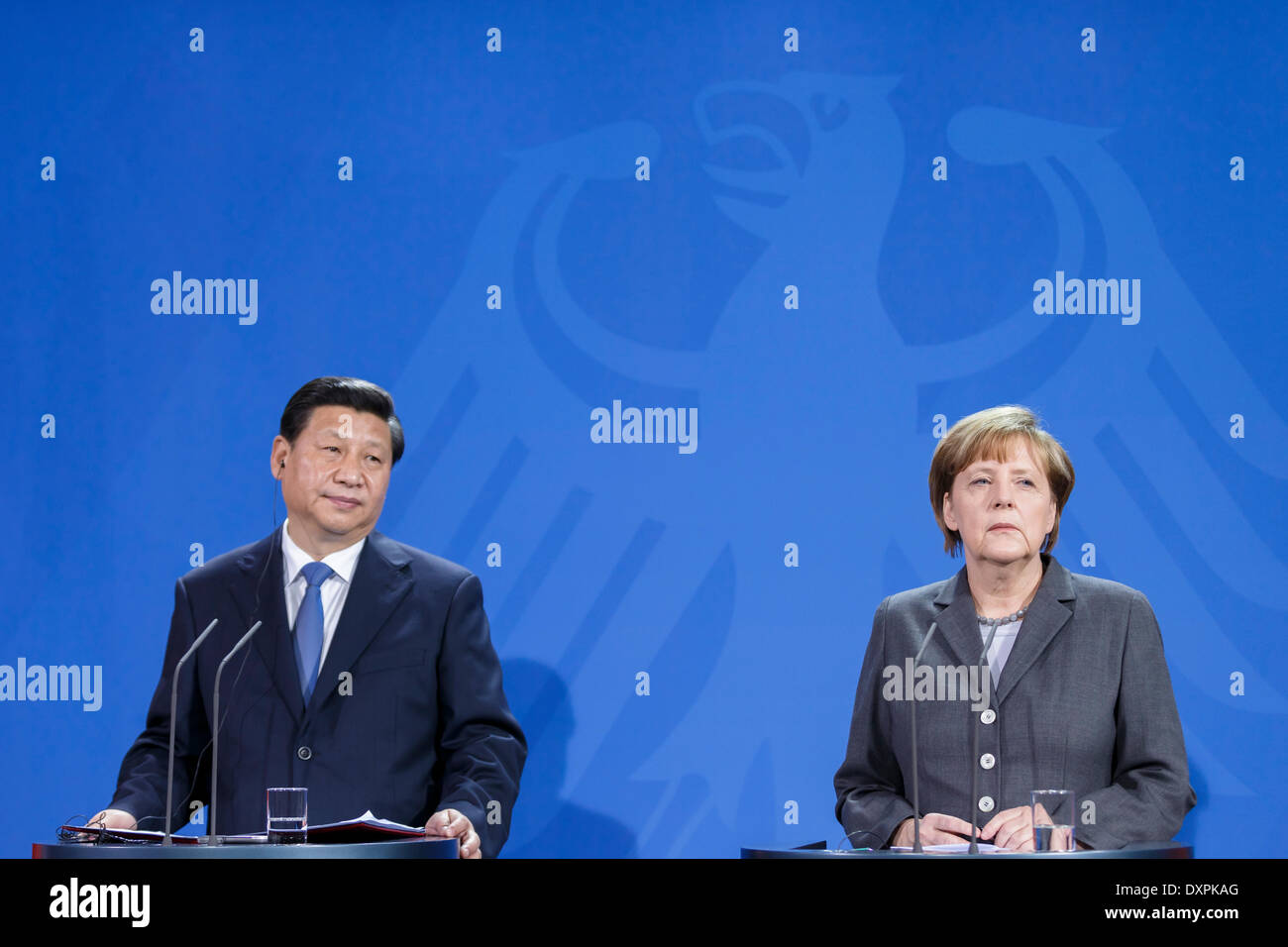 Berlin, Germany. March, 28th, 2014. Common press meeting of Chinese ...