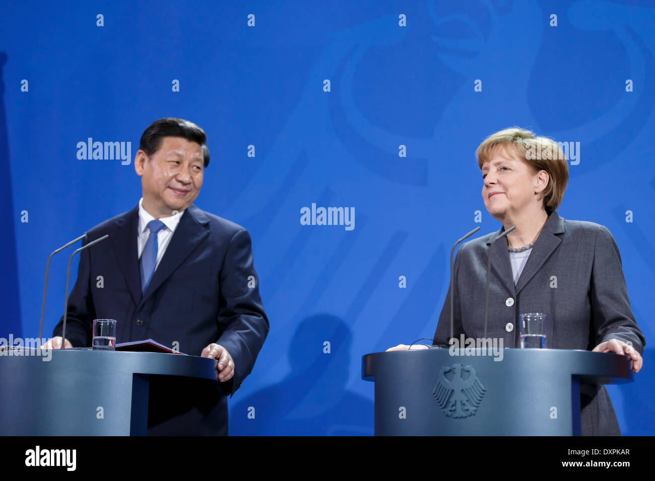 Berlin, Germany. March, 28th, 2014. Common press meeting of Chinese ...