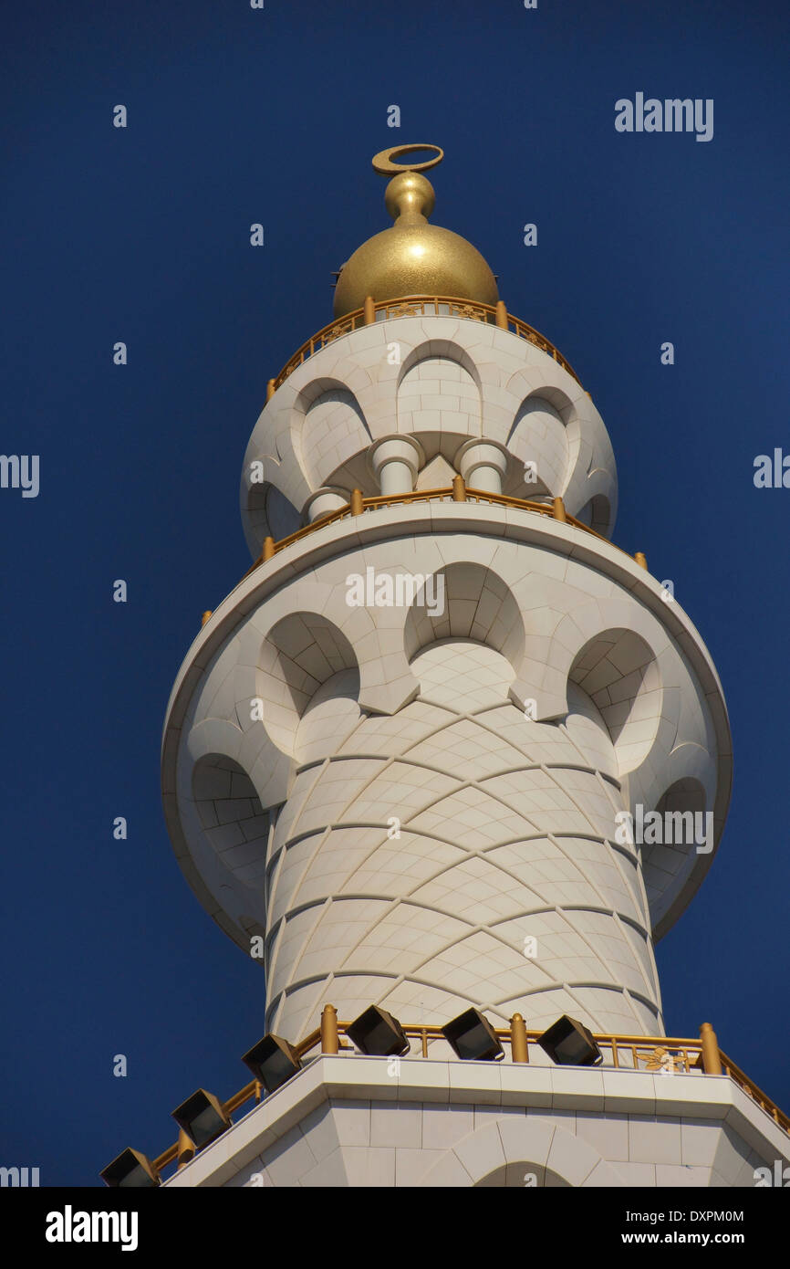 The top section of one of the four Minarets at the Grand Mosque Stock ...