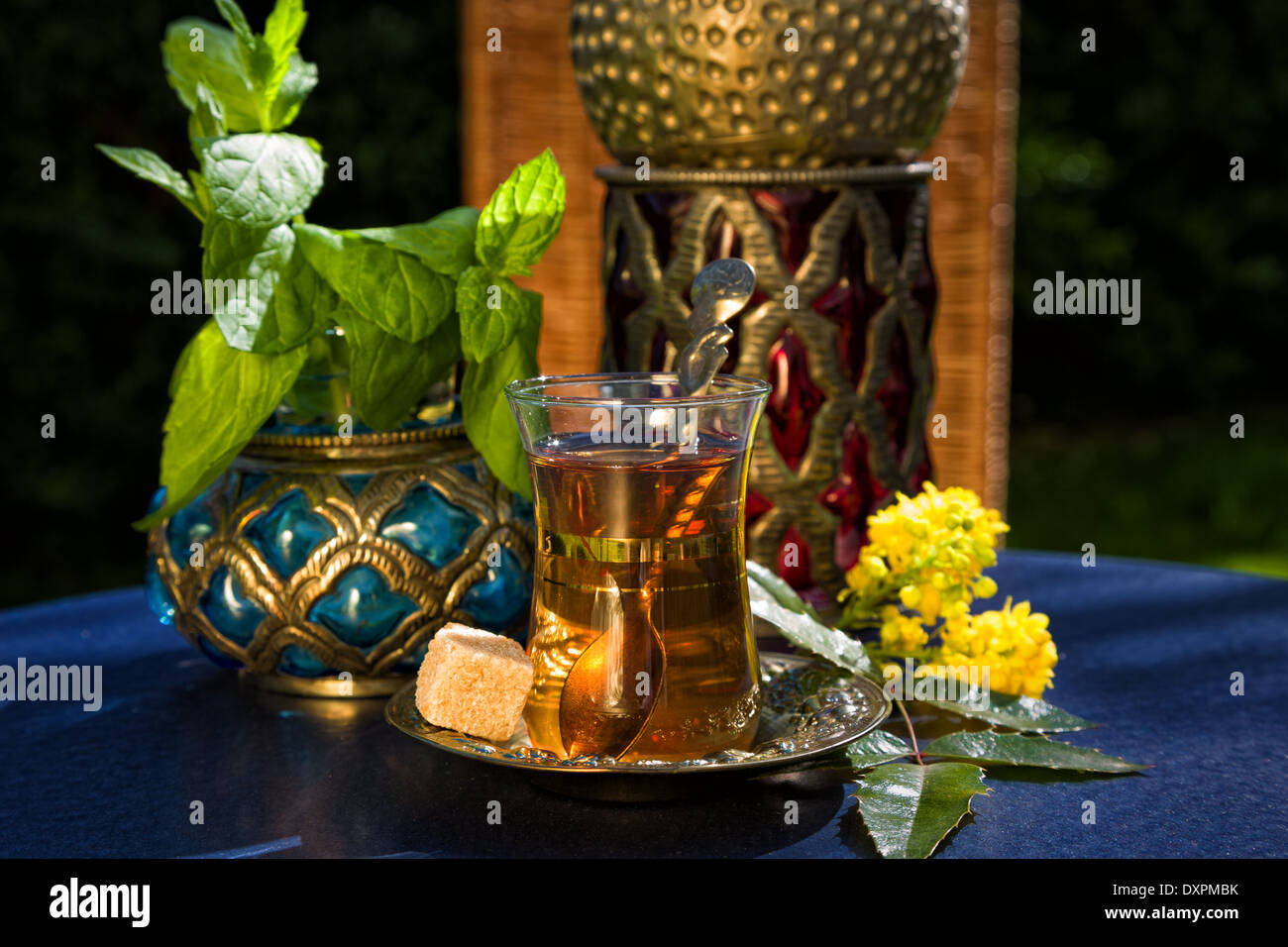 Traditional Arabian mint tea is very refreshing and tasty Stock Photo ...