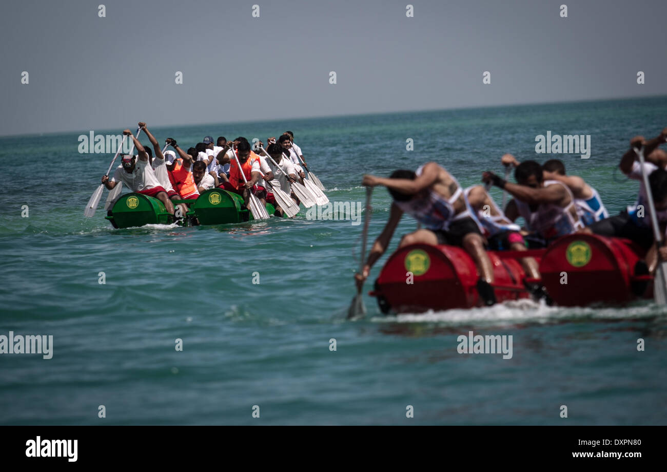 Sitra, Bahrain. 28th Mar, 2014. Raft race between different teams and ...