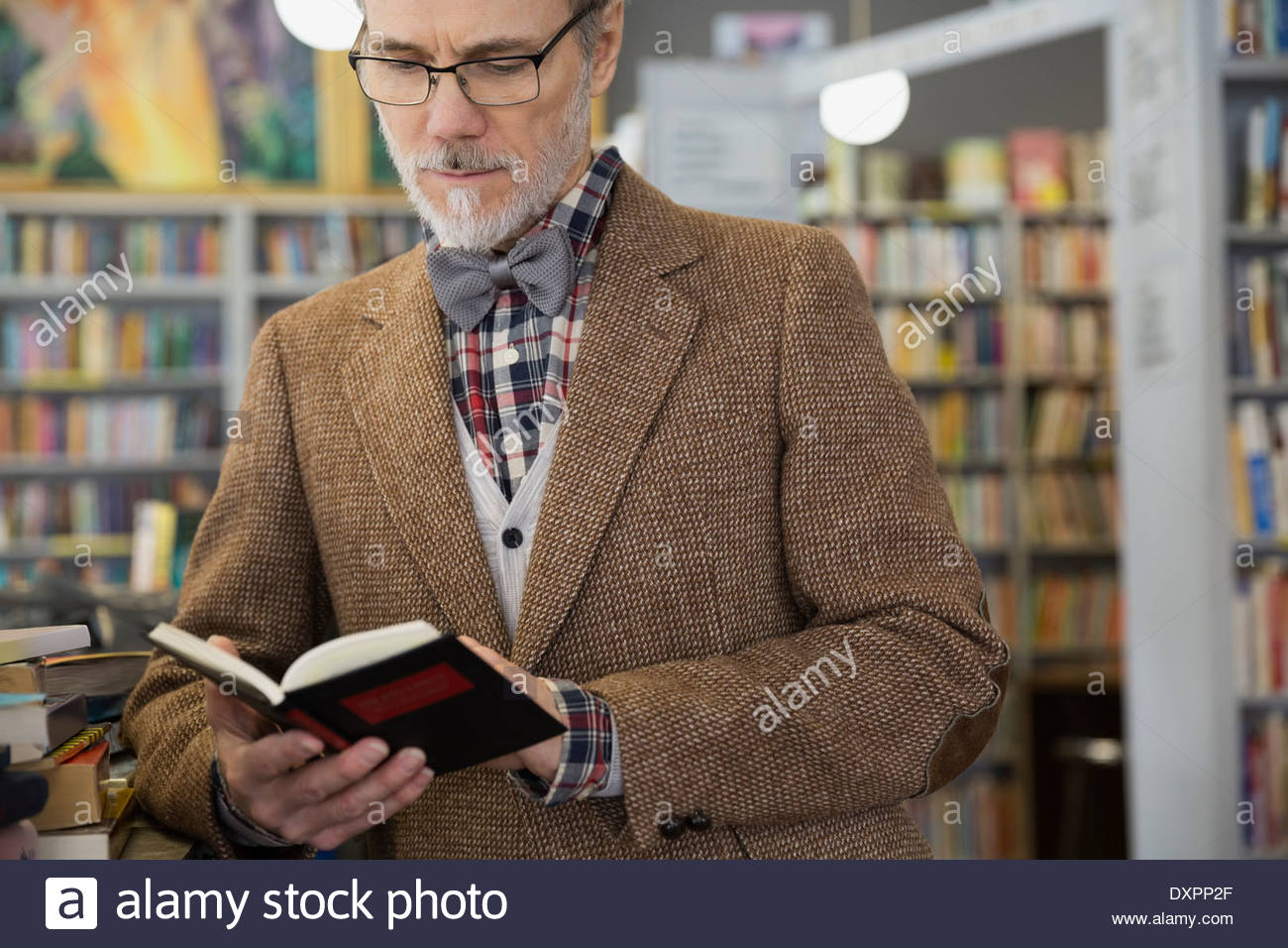 Man in library reading book hi-res stock photography and images - Alamy