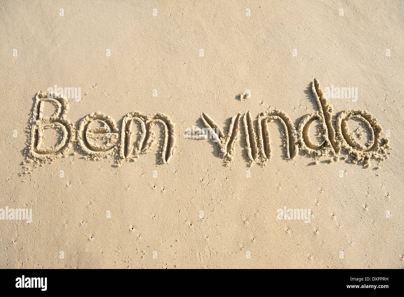 Brazil bem-vindo welcome message in Portuguese handwriting in sand ...