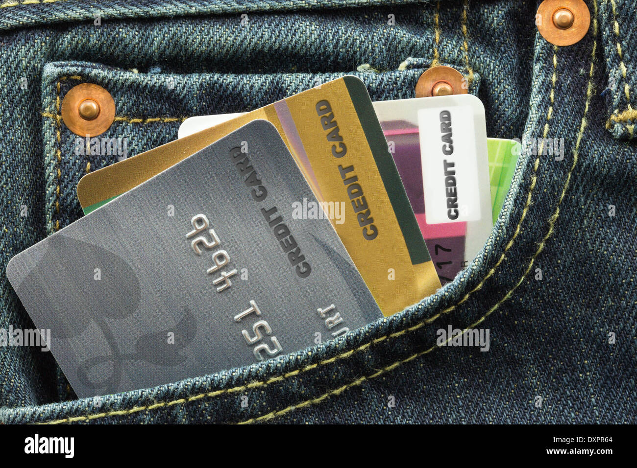credit cards in blue jeans pocket Stock Photo - Alamy