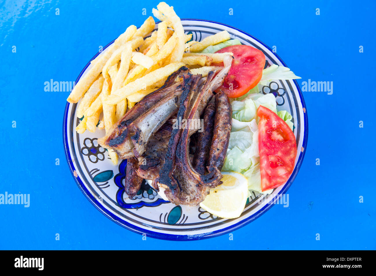 Mixed grill plate, Sidi Bou Said, Tunisia Stock Photo - Alamy