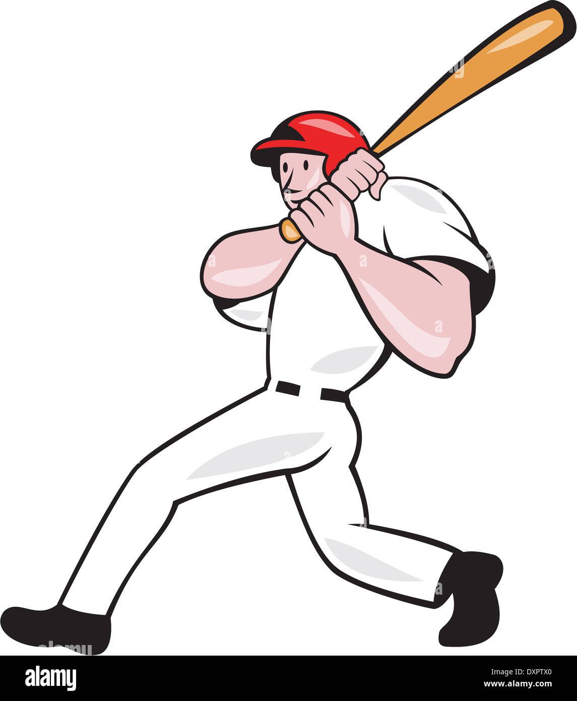 Illustration of an american baseball player batter hitter batting with ...