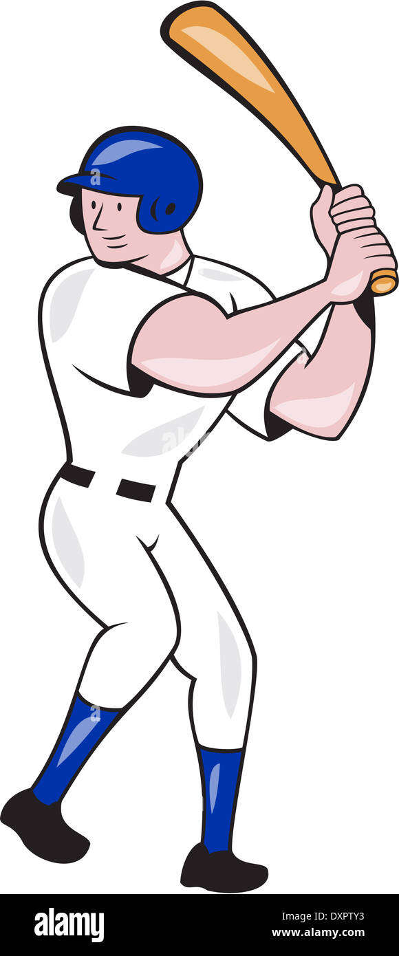 Illustration of an american baseball player batter hitter batting with ...