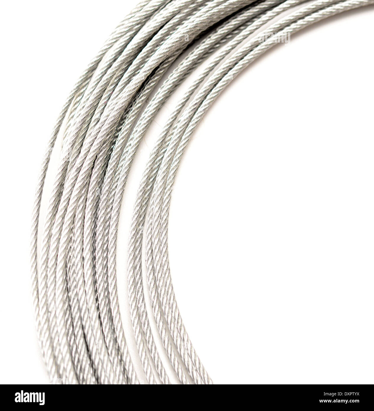 metallic rope on white background Stock Photo - Alamy