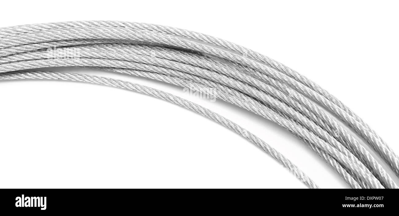 metallic rope on white background Stock Photo - Alamy