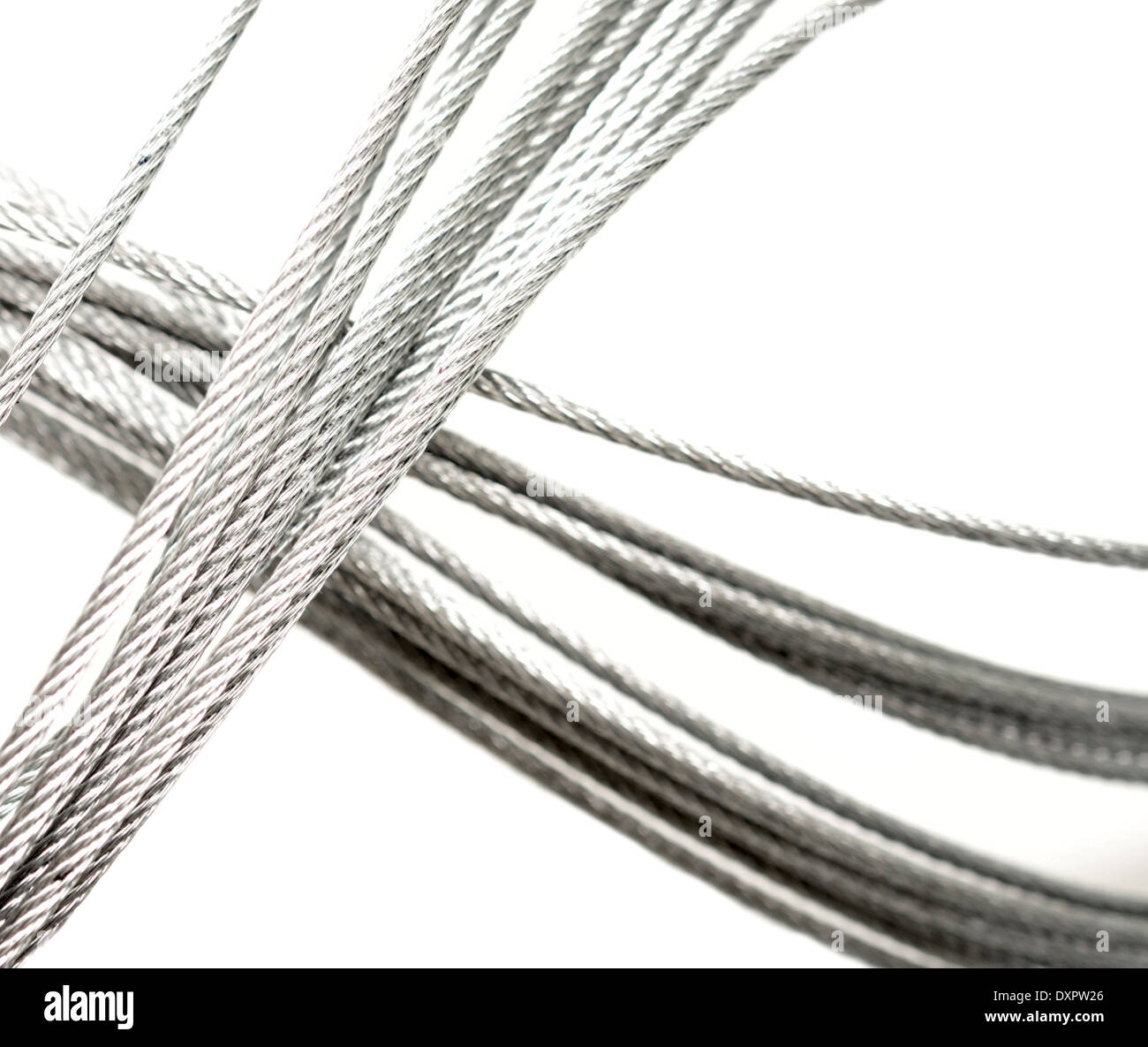 metallic rope on white background Stock Photo - Alamy