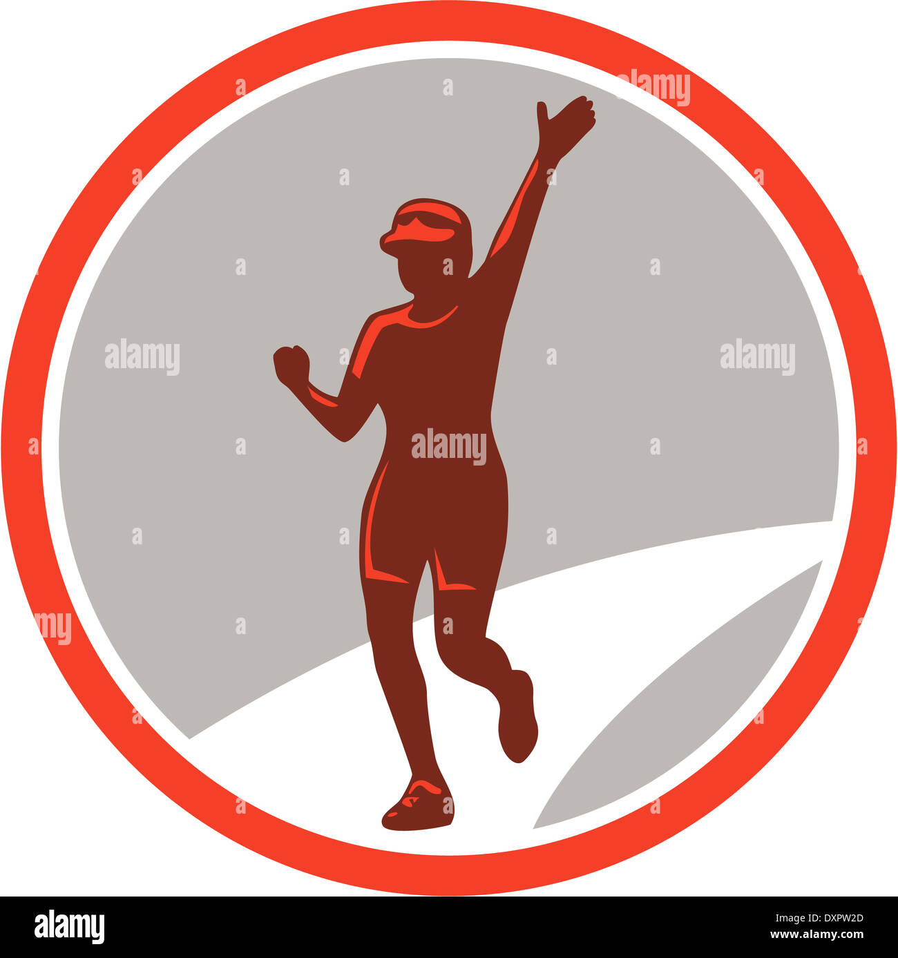 Illustration of marathon triathlete runner running winning finishing ...