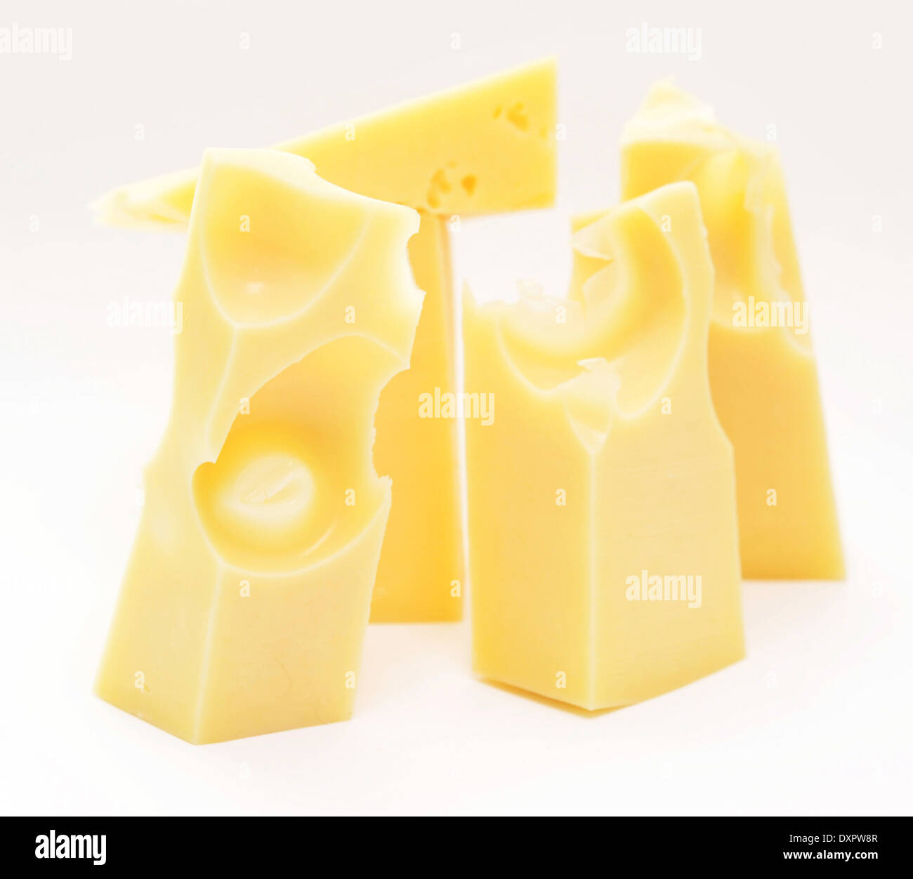 pieces of cheese isolated on white Stock Photo - Alamy